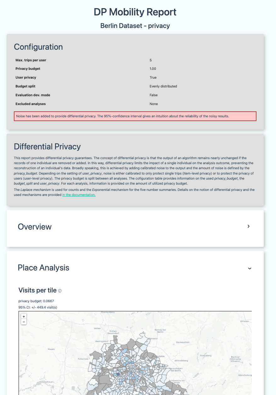 DP Mobility Report: A Python package for quick explorations and mobility data reports with ...